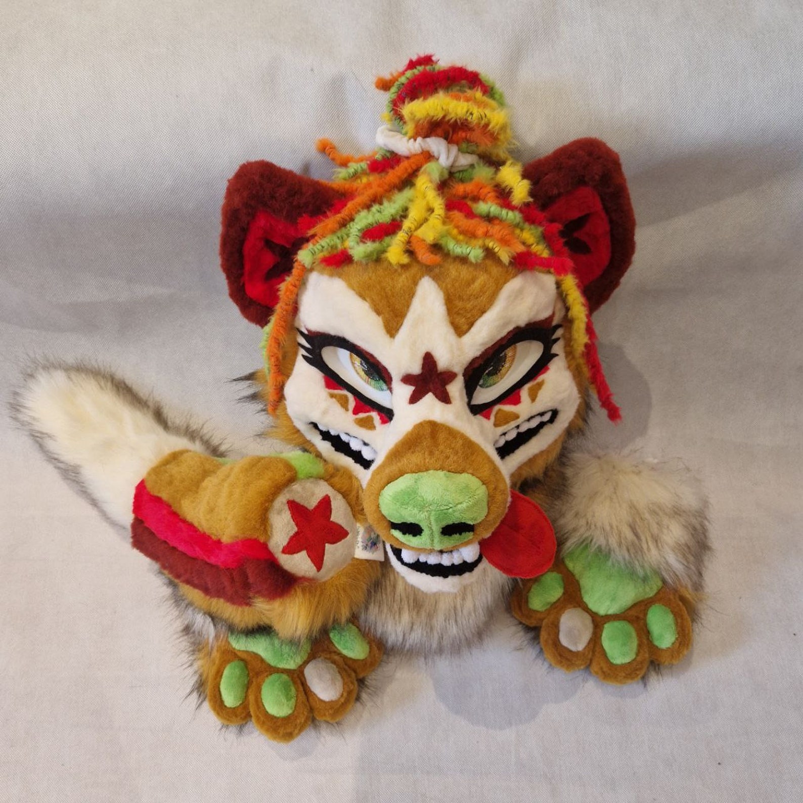 Hyena Cute Toony Fursuit Mini Partial With Magnet Dreadlocks - Etsy ...