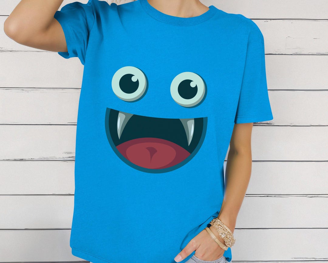 Blue Monster Face T-shirt: Funny Unisex Tee - Etsy