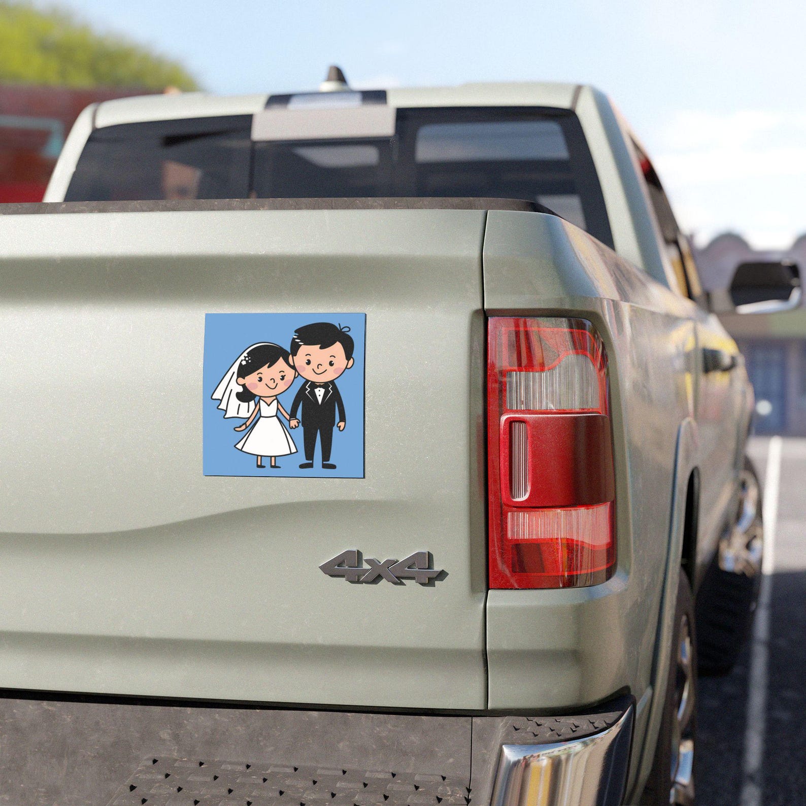 Newlywed Cartoon Magnet: Bride & Groom Car/refrigerator Magnet (5"x5 ...