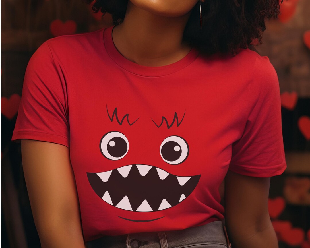 Red Monster Face T-shirt: Funny Unisex Tee - Etsy