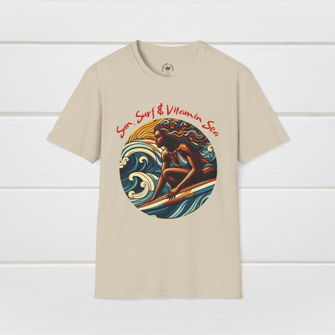 Sun Surf Vitamin Sea T-shirt: Surfer Girl Riding Waves - Etsy