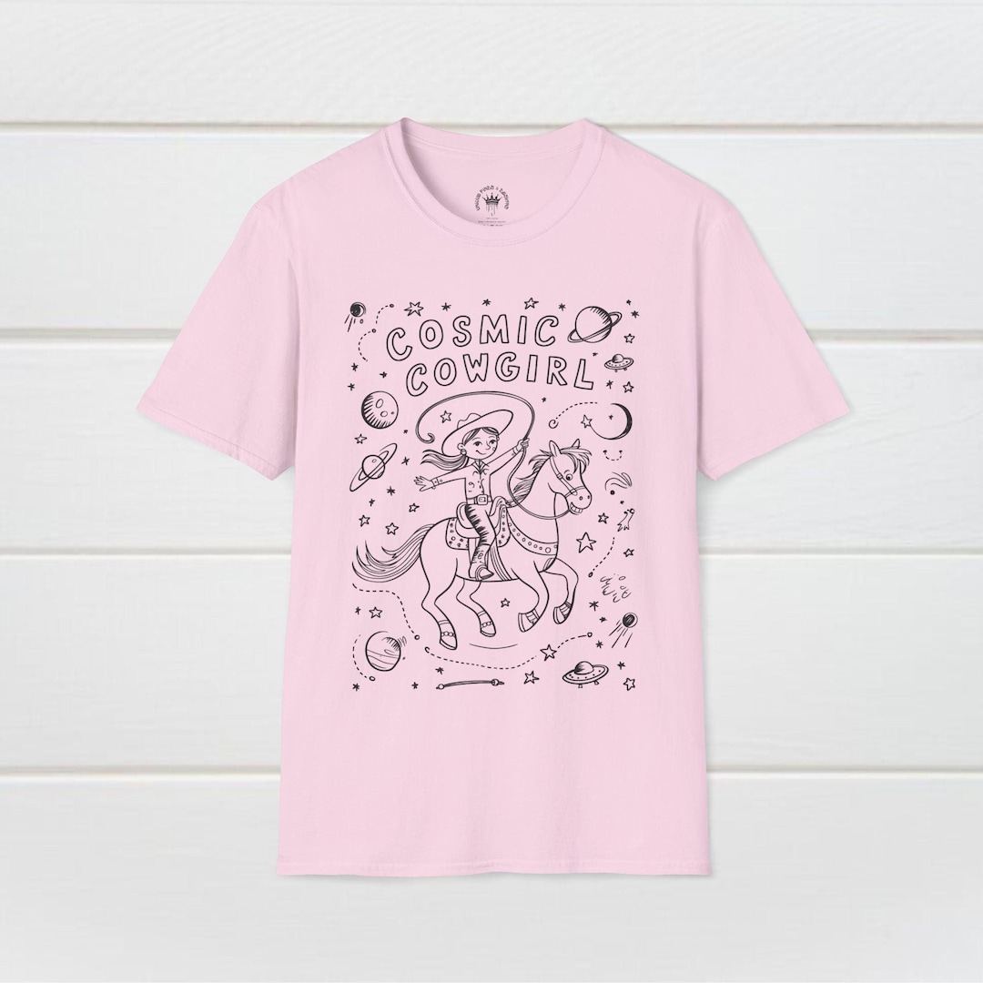 Cosmic Cowgirl T-shirt: Galactic Rodeo Girl Doodle Tee - Etsy
