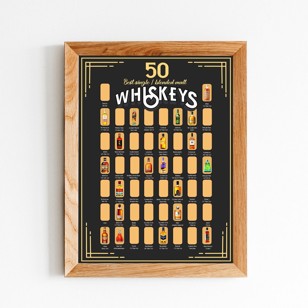 Whiskey Poster the 50 Best Bourbons or a Poster With Whiskey for ...