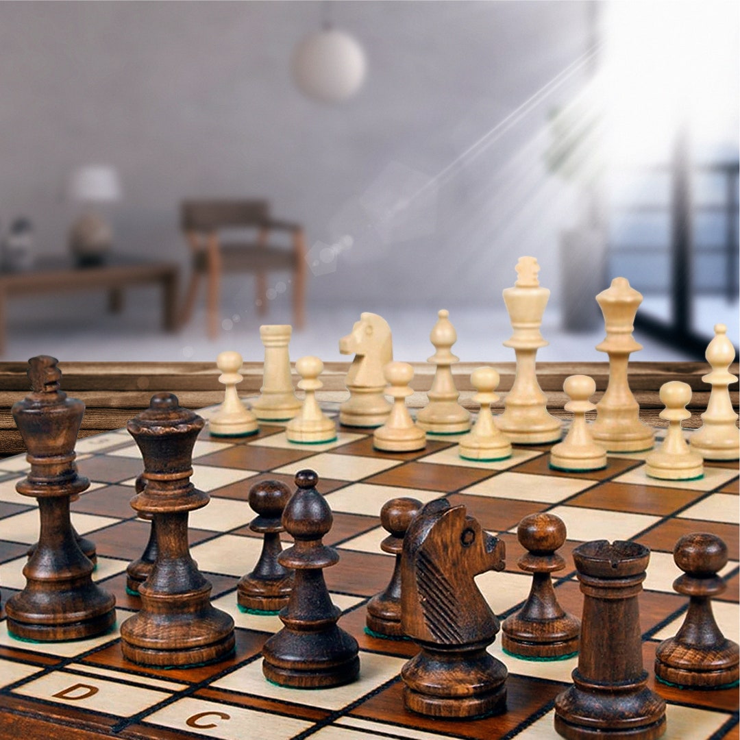 Chess Set Beautiful Large Wooden Chess Sets Wood Board 16 Inch, Folding ...