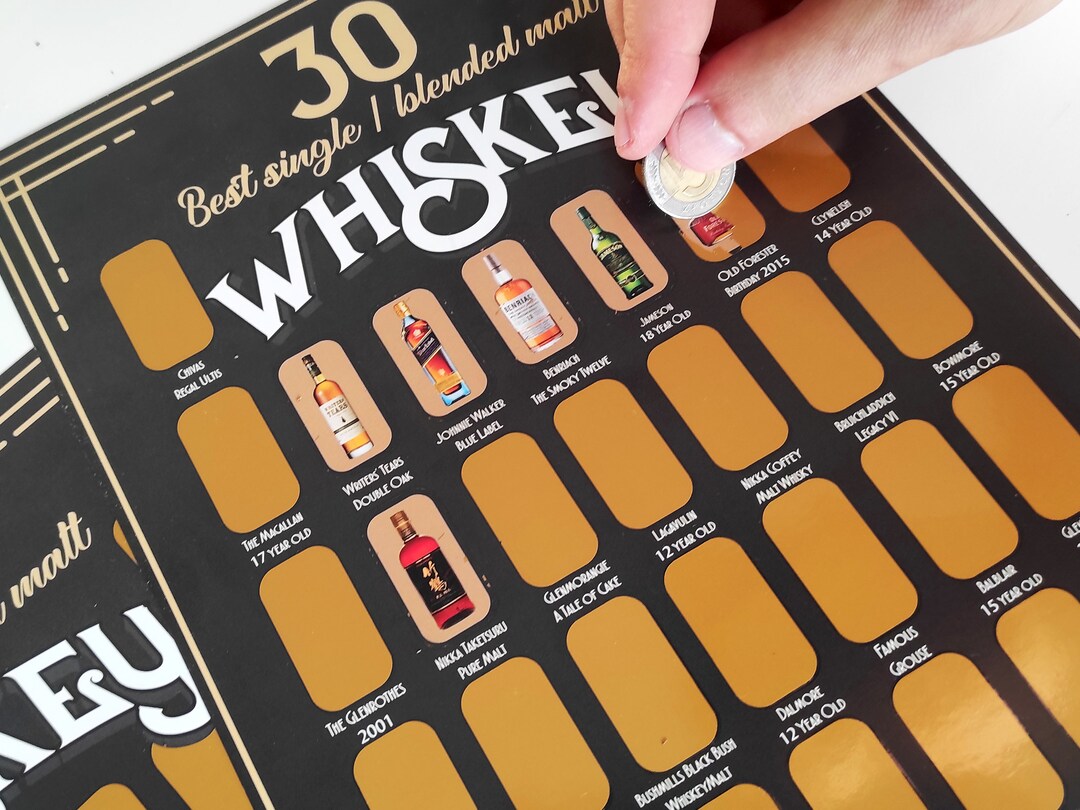 30 50 Best Whiskeys Scratch off Poster for Whiskey Lover, Bar, Game ...