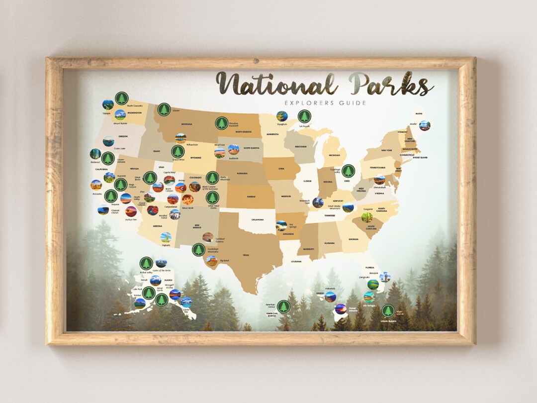 National Parks Scratch off Map United States National Park Scratch off ...