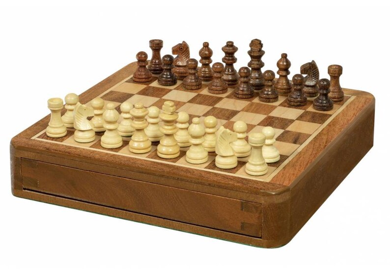 Magnetic Wooden Chess Set 7 Inches 18 Cm With Inlaid Chess - Etsy