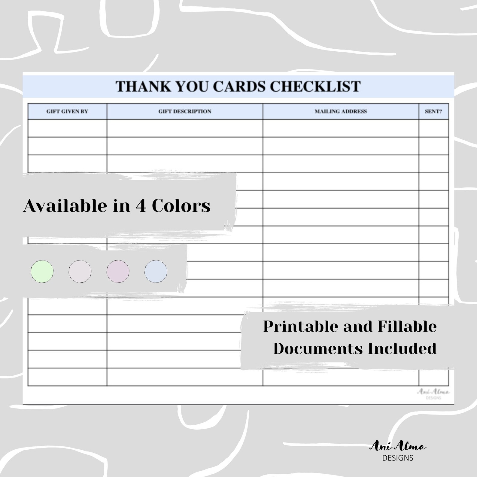 Thank You Cards Checklist Personal Business Printable - Etsy