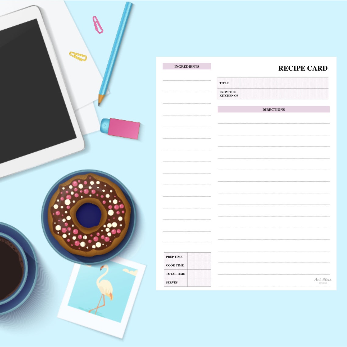 Recipe Card Printable A5 US Letter Size Instant Download - Etsy