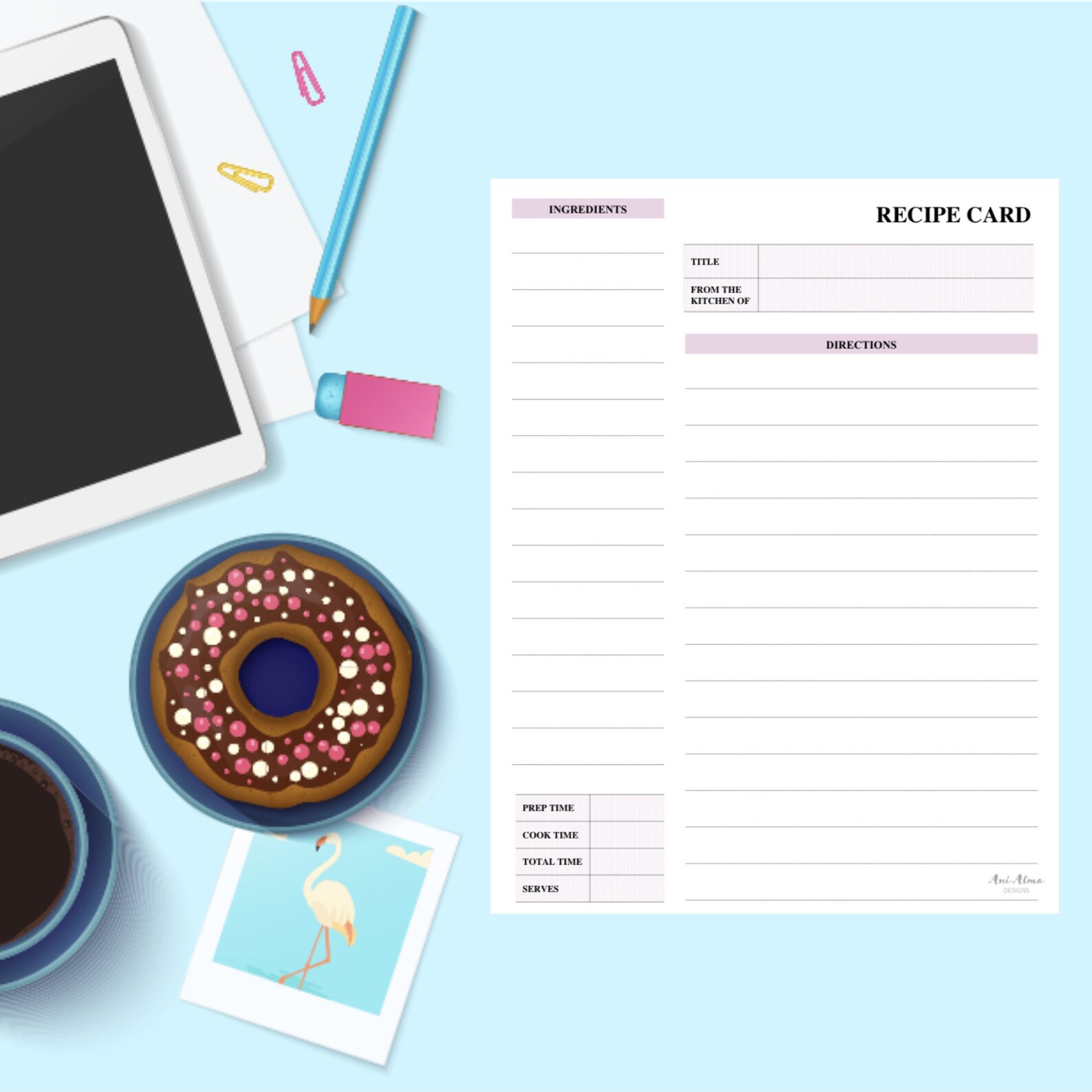 Recipe Card Printable A5 US Letter Size Instant Download - Etsy