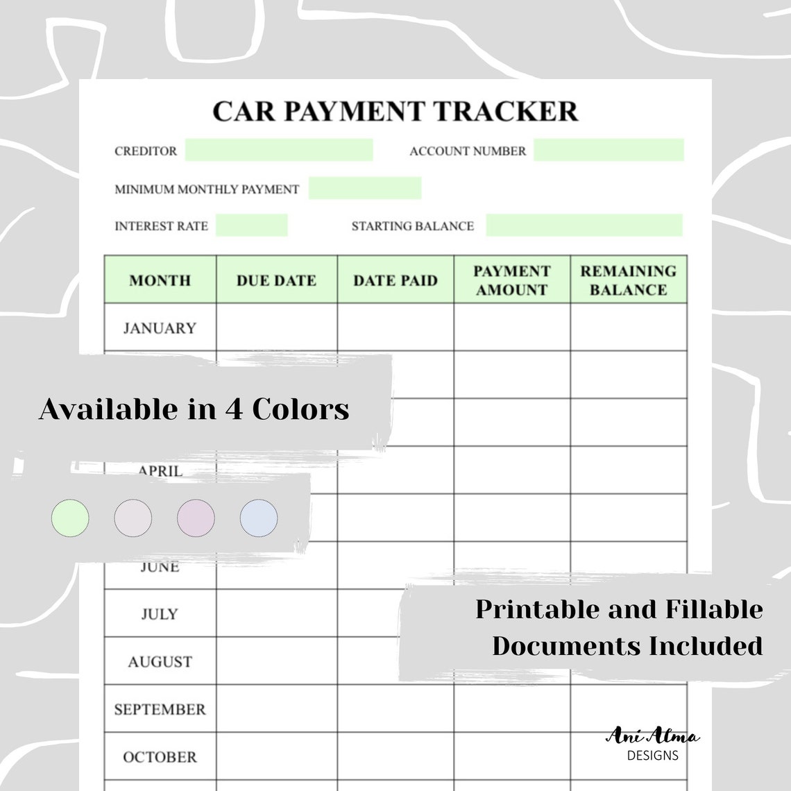 Car Payment Tracker – Planner, Personal, Business, Productivity ...