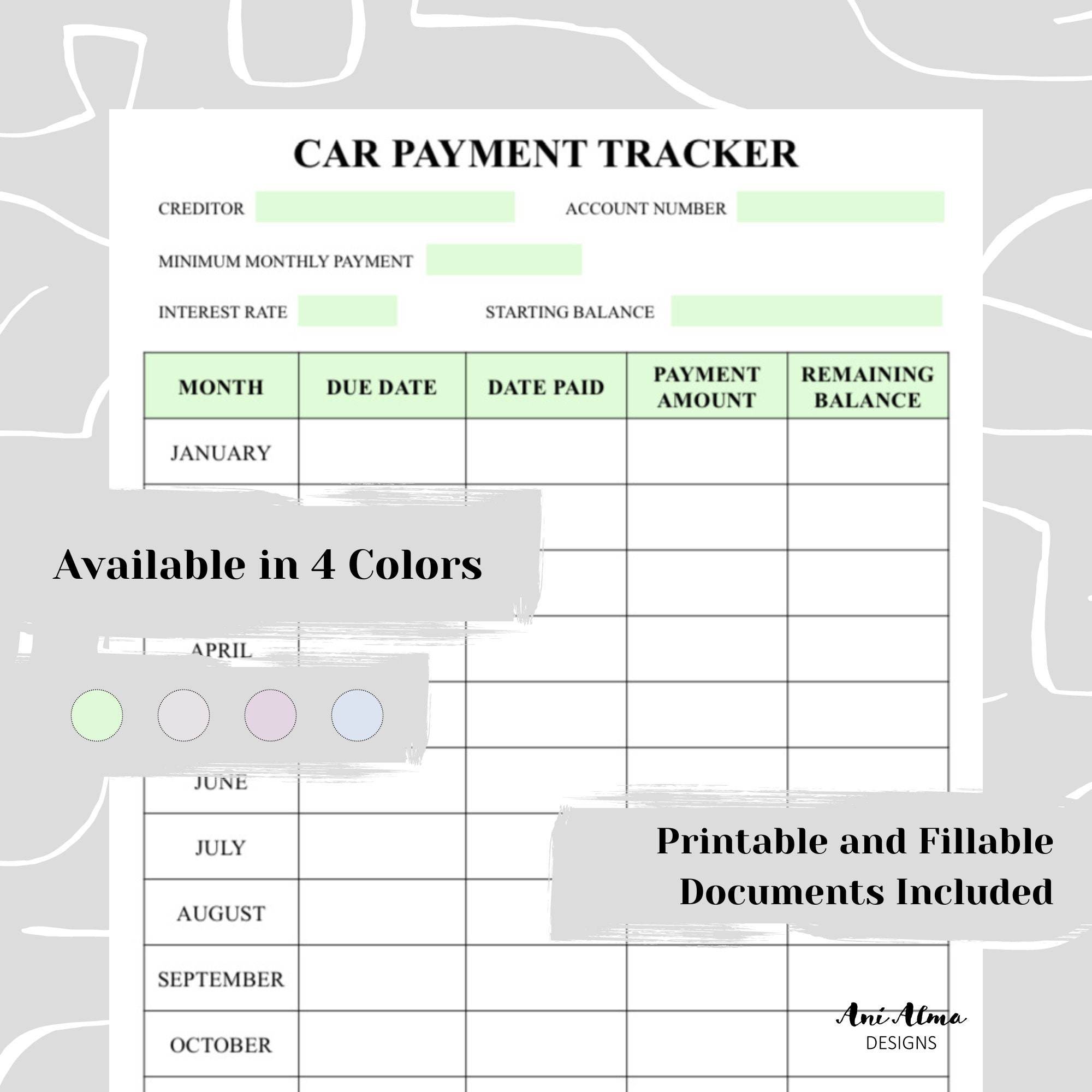 Car Payment Tracker – Planner, Personal, Business, Productivity ...