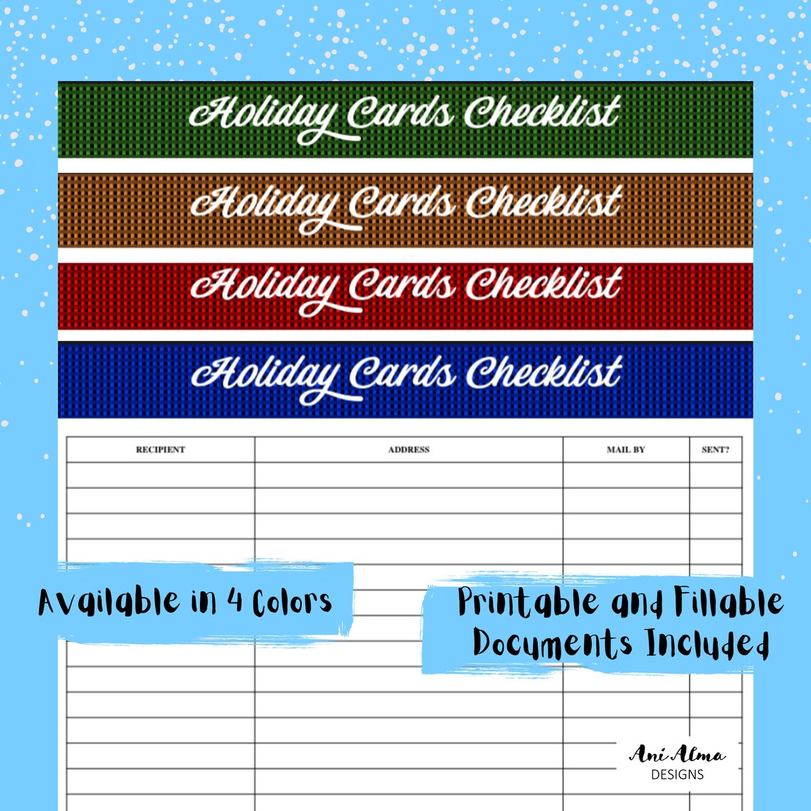 Holiday Cards Checklist: Printable Thanksgiving Christmas Planner ...
