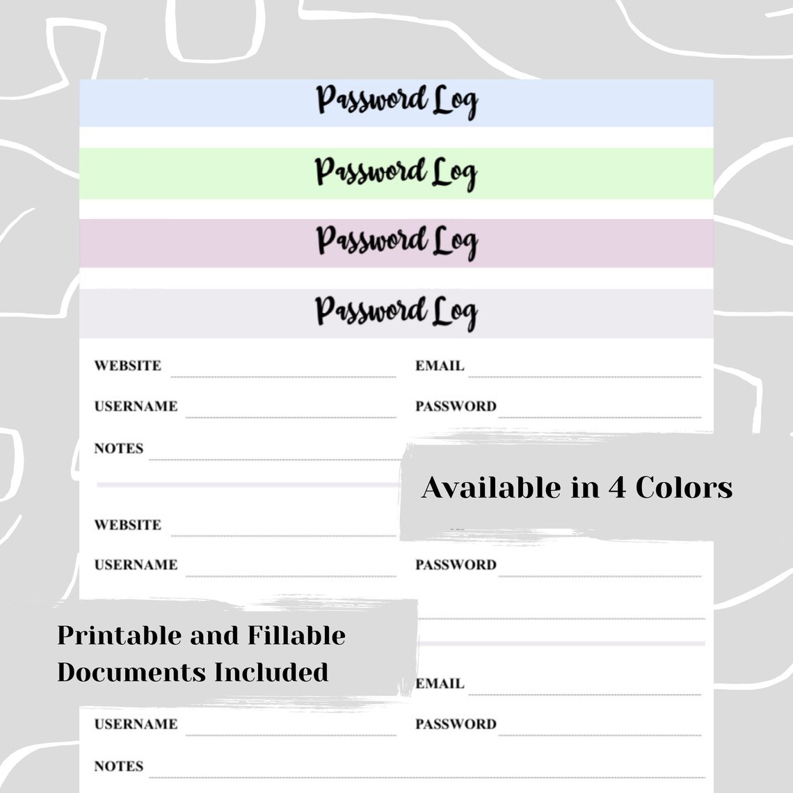 Password Log – Personal, Business, Productivity, Security, Office ...