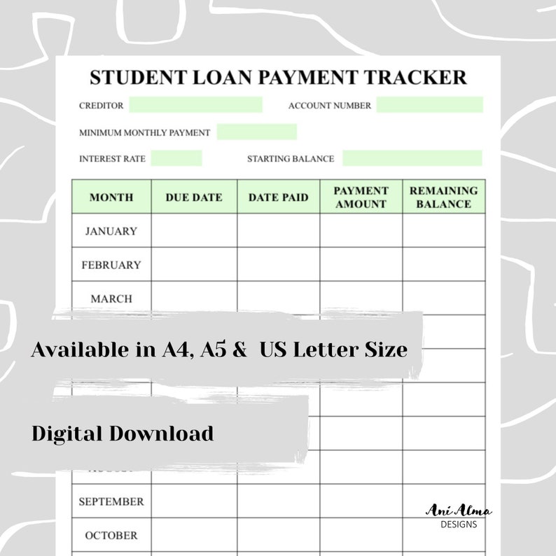 Student Loan Payment Tracker – Planner, Personal, Business ...