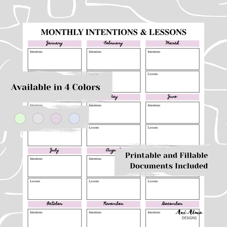 Monthly Intentions and Lessons – Planner, Personal, Business, Self Care ...