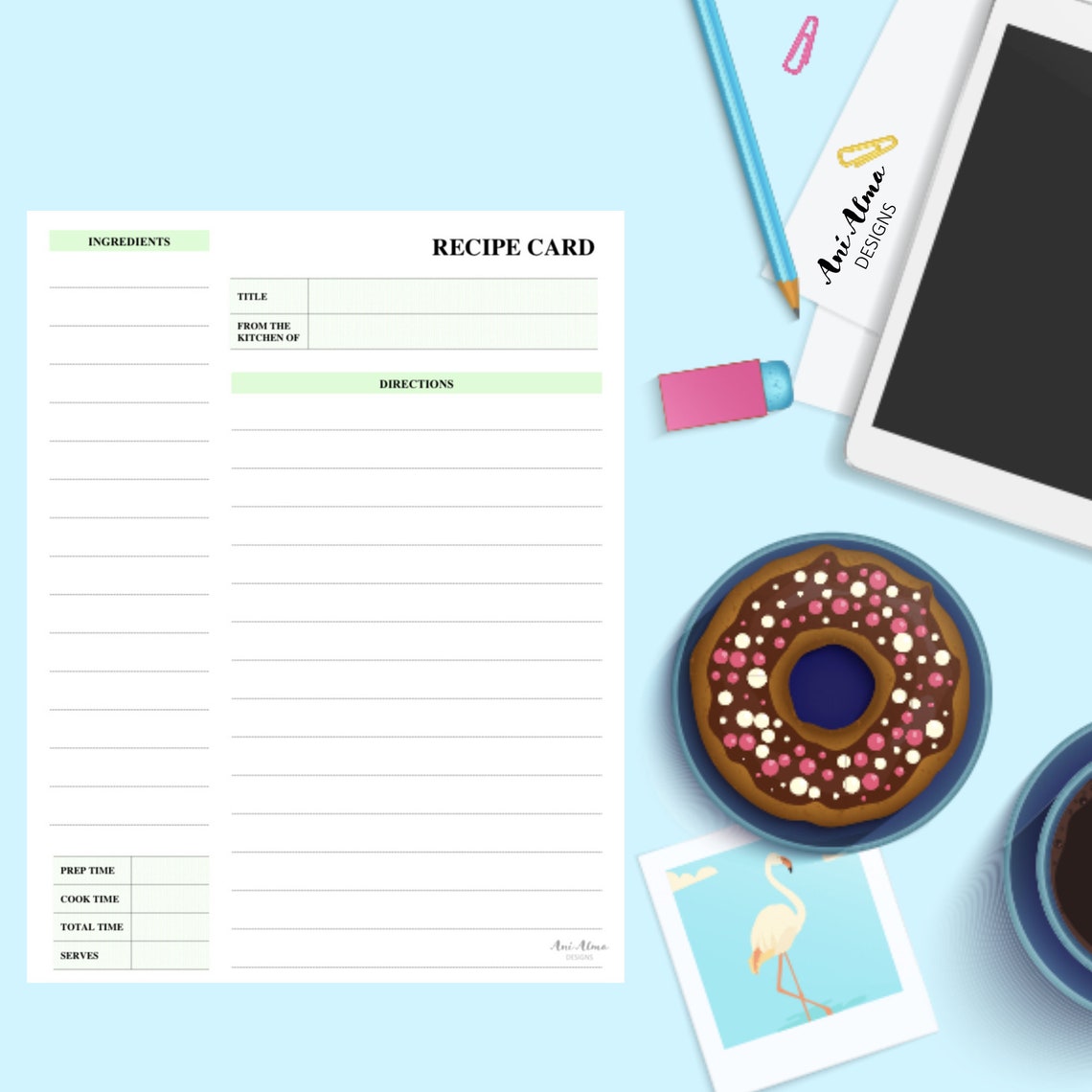 Recipe Card Printable A5 US Letter Size Instant Download - Etsy