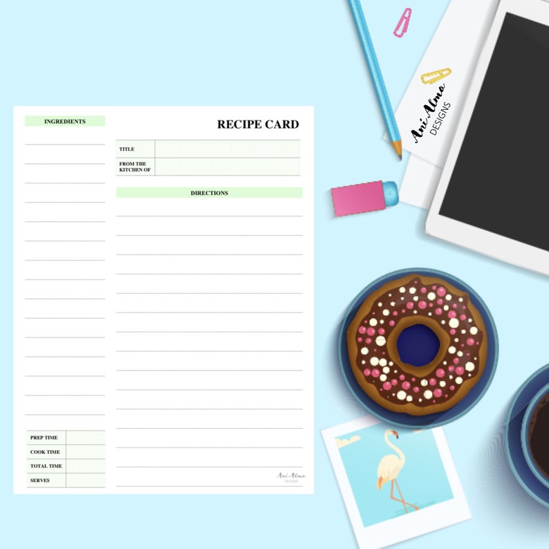 Recipe Card Printable, A5, US Letter Size, Instant Download - Etsy