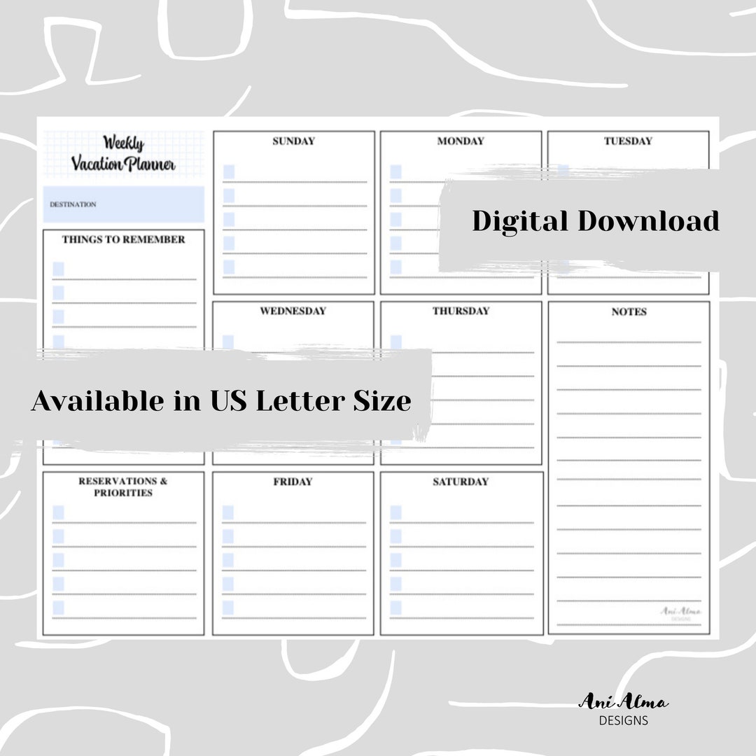 Weekly Vacation Planner – Planner, Personal, Travel, Tourism, Business ...