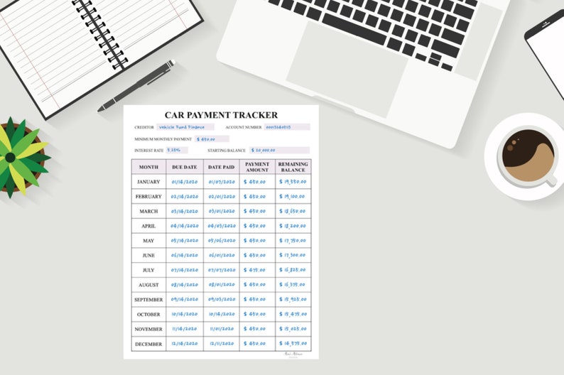 Car Payment Tracker – Planner, Personal, Business, Productivity ...