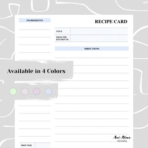 Recipe Card Printable A5 US Letter Size Instant Download - Etsy