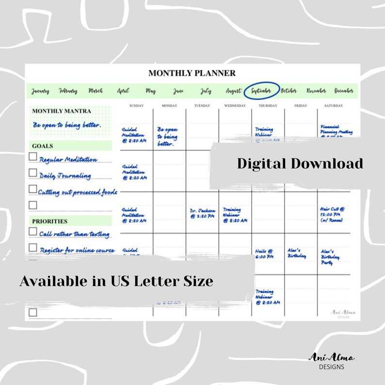 Monthly Planner – Planner, Personal, Business, Productivity, Printable ...
