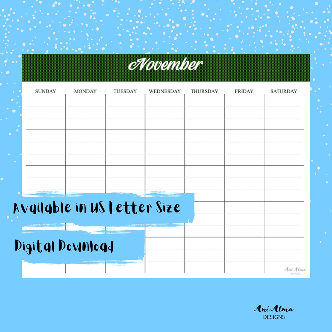 Blank Holiday Calendar (october-january): Fillable Printable (US Letter ...