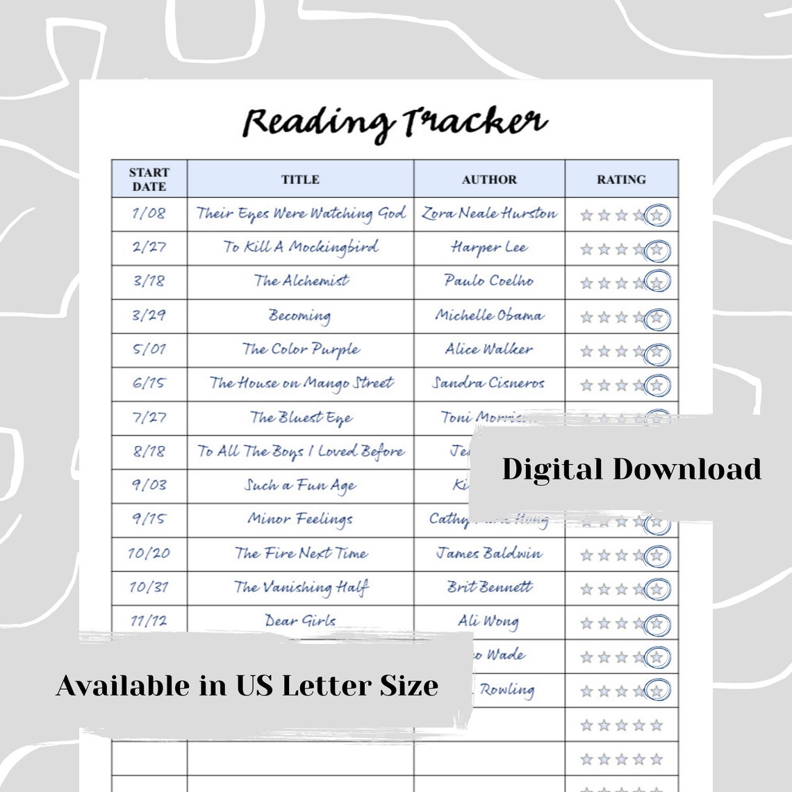 Reading Tracker Planner Personal Books Organization - Etsy