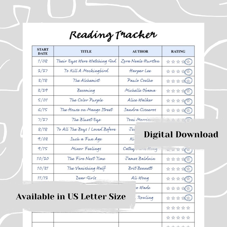 Reading Tracker Planner Personal Books Organization - Etsy