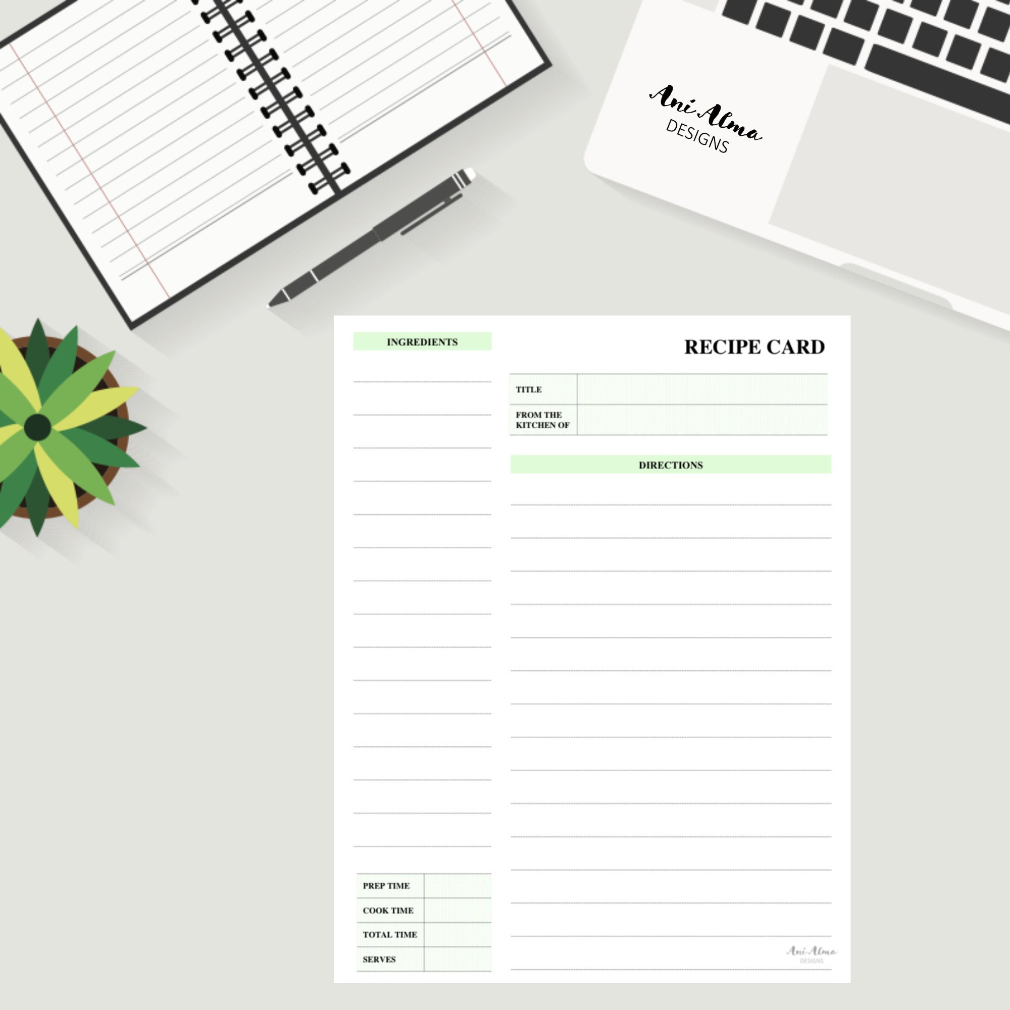 Recipe Card – Printable, A5, US Letter Size, Instant Download - Etsy