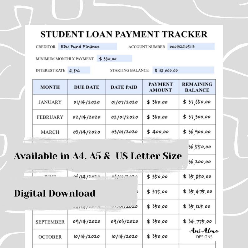 Student Loan Payment Tracker – Planner, Personal, Business ...