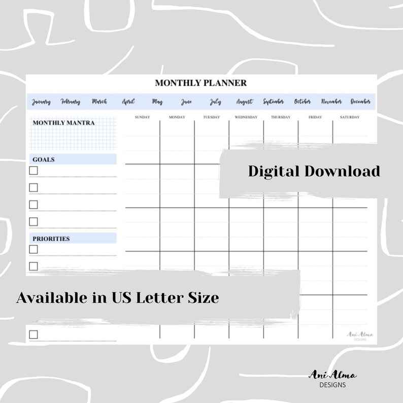 Monthly Planner – Planner, Personal, Business, Productivity, Printable ...