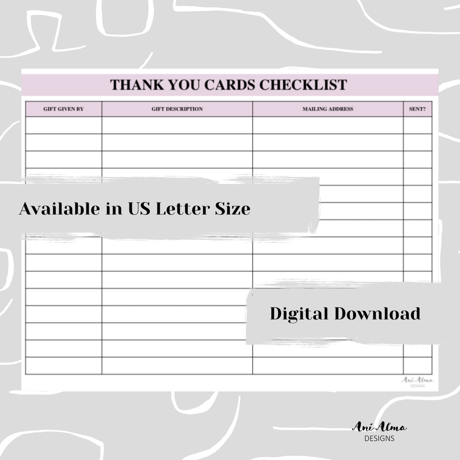 Thank You Cards Checklist Personal Business Printable - Etsy
