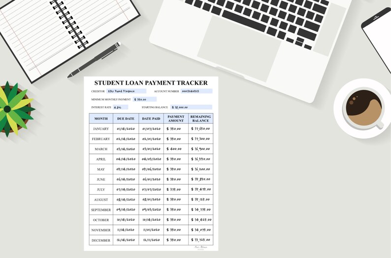 Student Loan Payment Tracker: Printable Fillable Template (digital ...