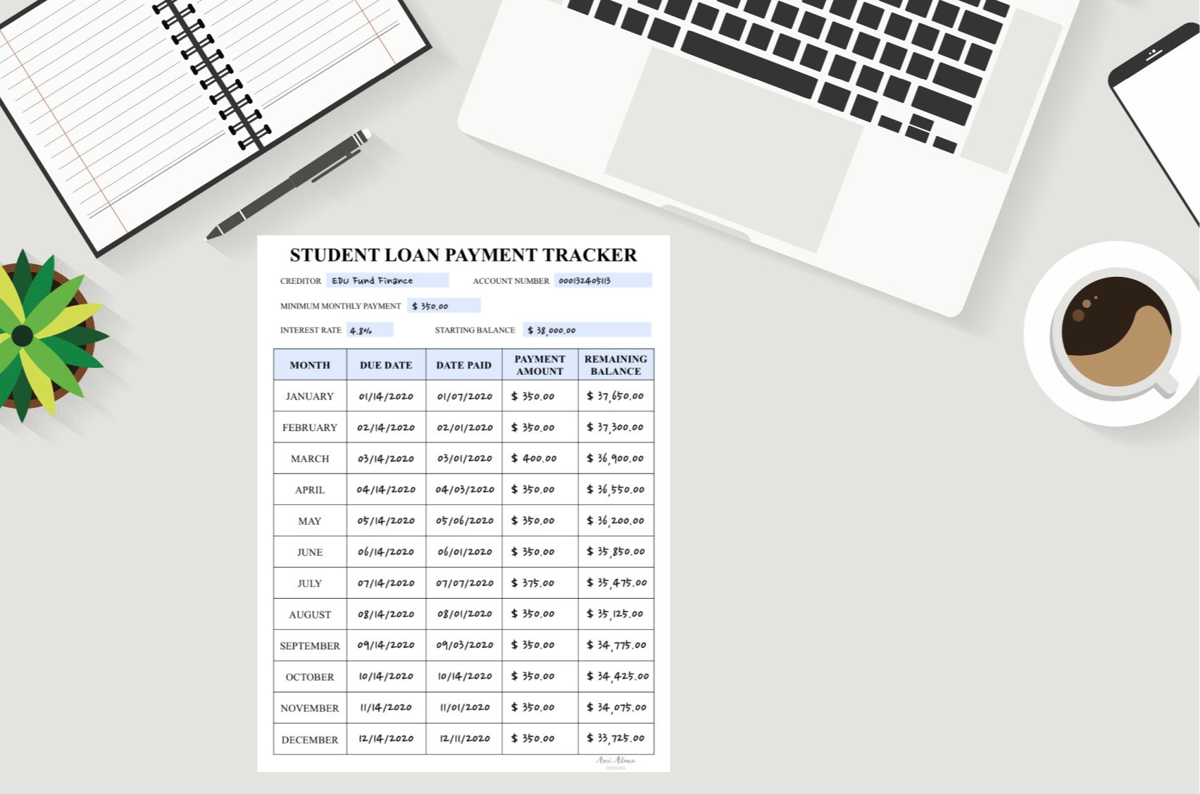 Student Loan Payment Tracker – Planner, Personal, Business ...