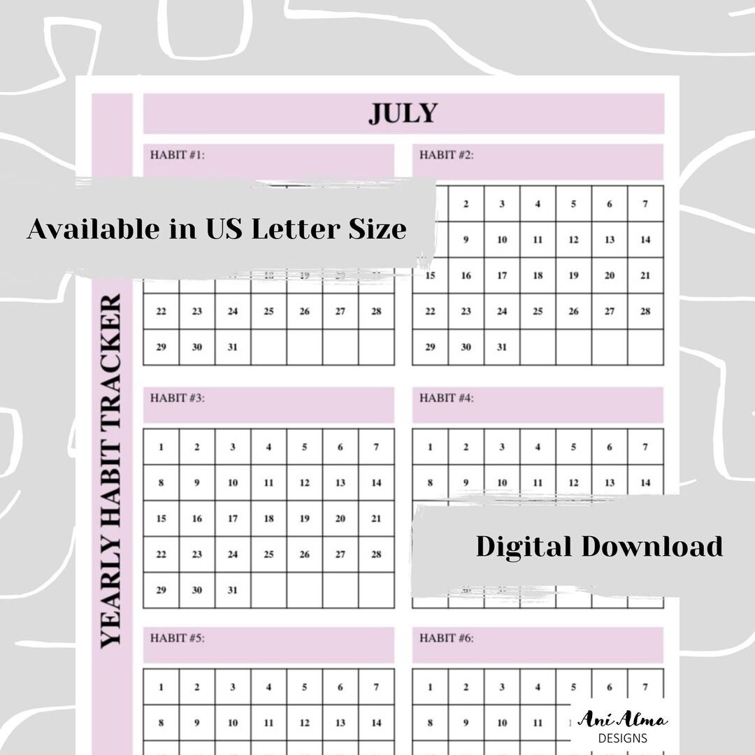 Yearly Habit Tracker – Yearly Planner, Planner, Personal, Business ...