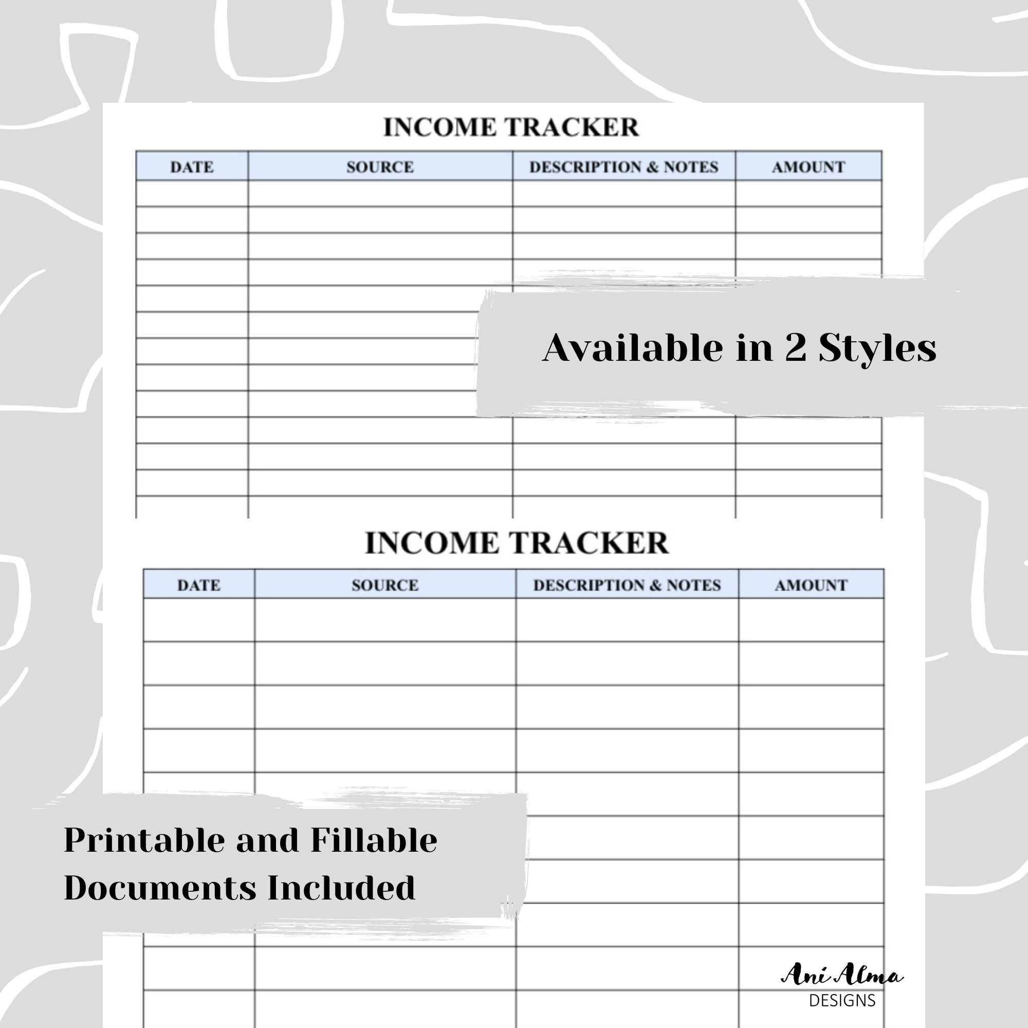 Income Tracker – Personal, Business, Productivity, Printable, Fillable ...