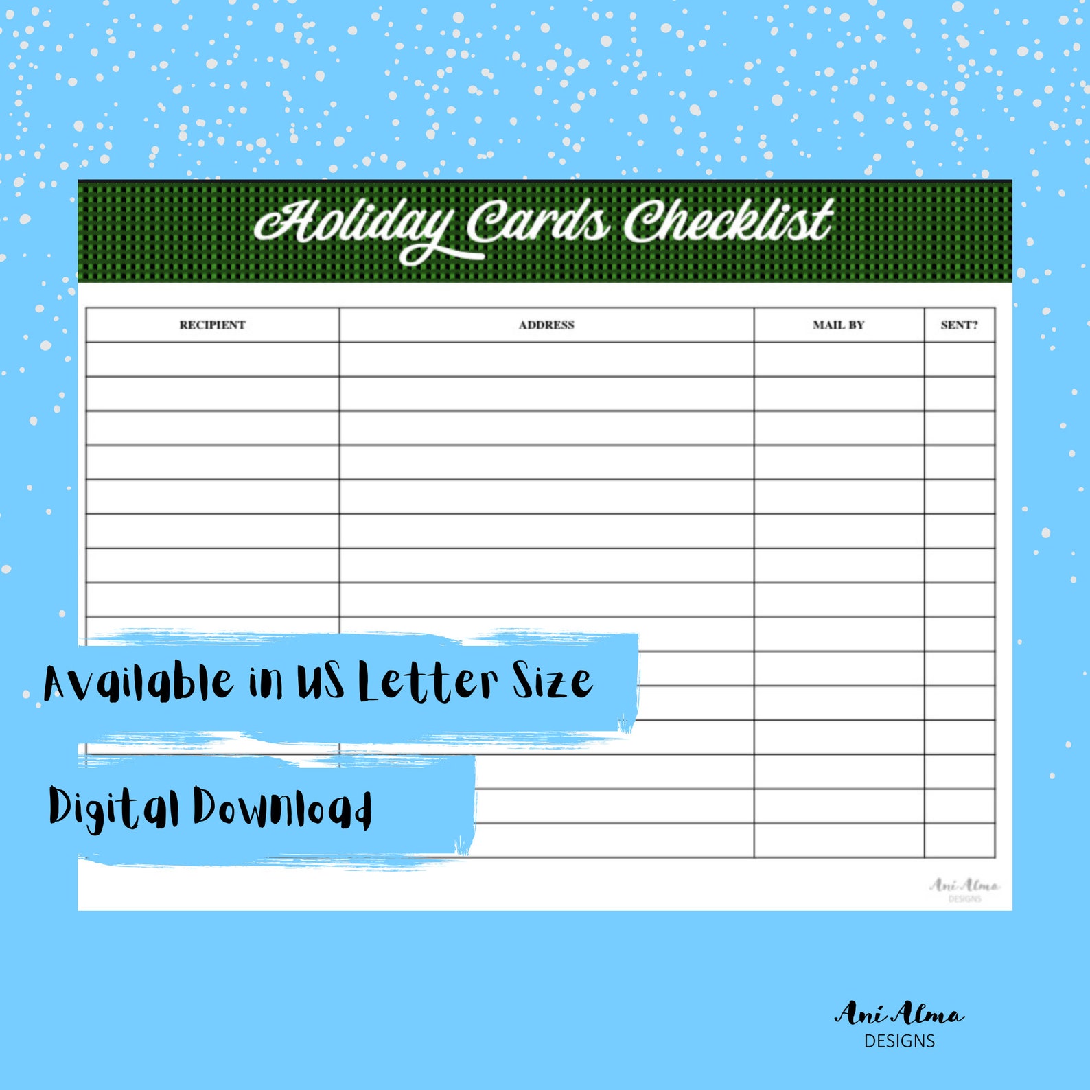 Holiday Cards Checklist: Printable Thanksgiving Christmas Planner ...