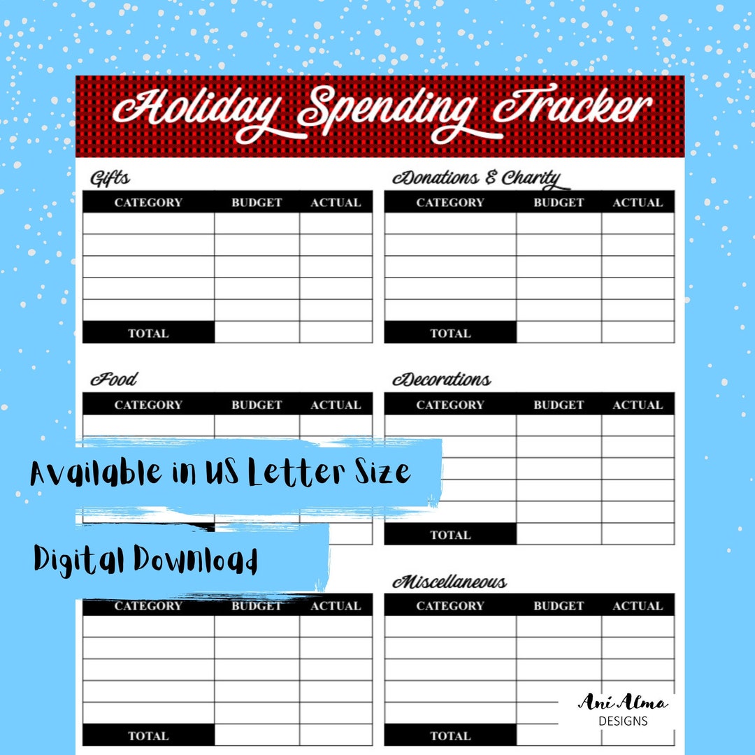 Holiday Spending Tracker: Printable Budget Planner (US Letter) (digital ...