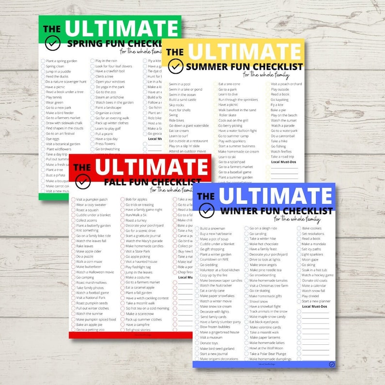 The ULTIMATE Seasonal Checklists BUNDLE | Over 250 Activites for All ...