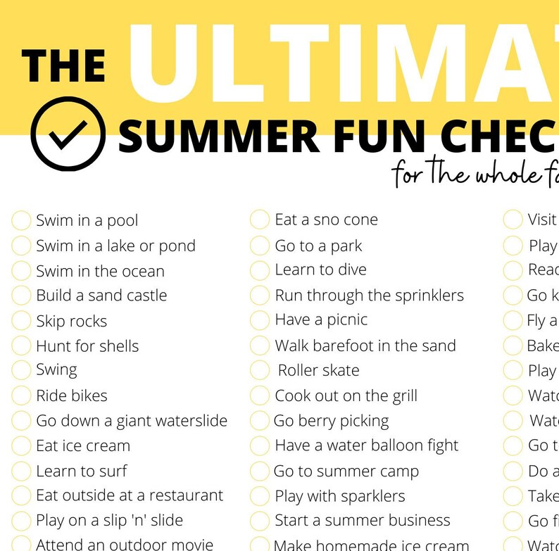 The ULTIMATE Summer Fun Checklist - | 60+ Activities for All Ages ...