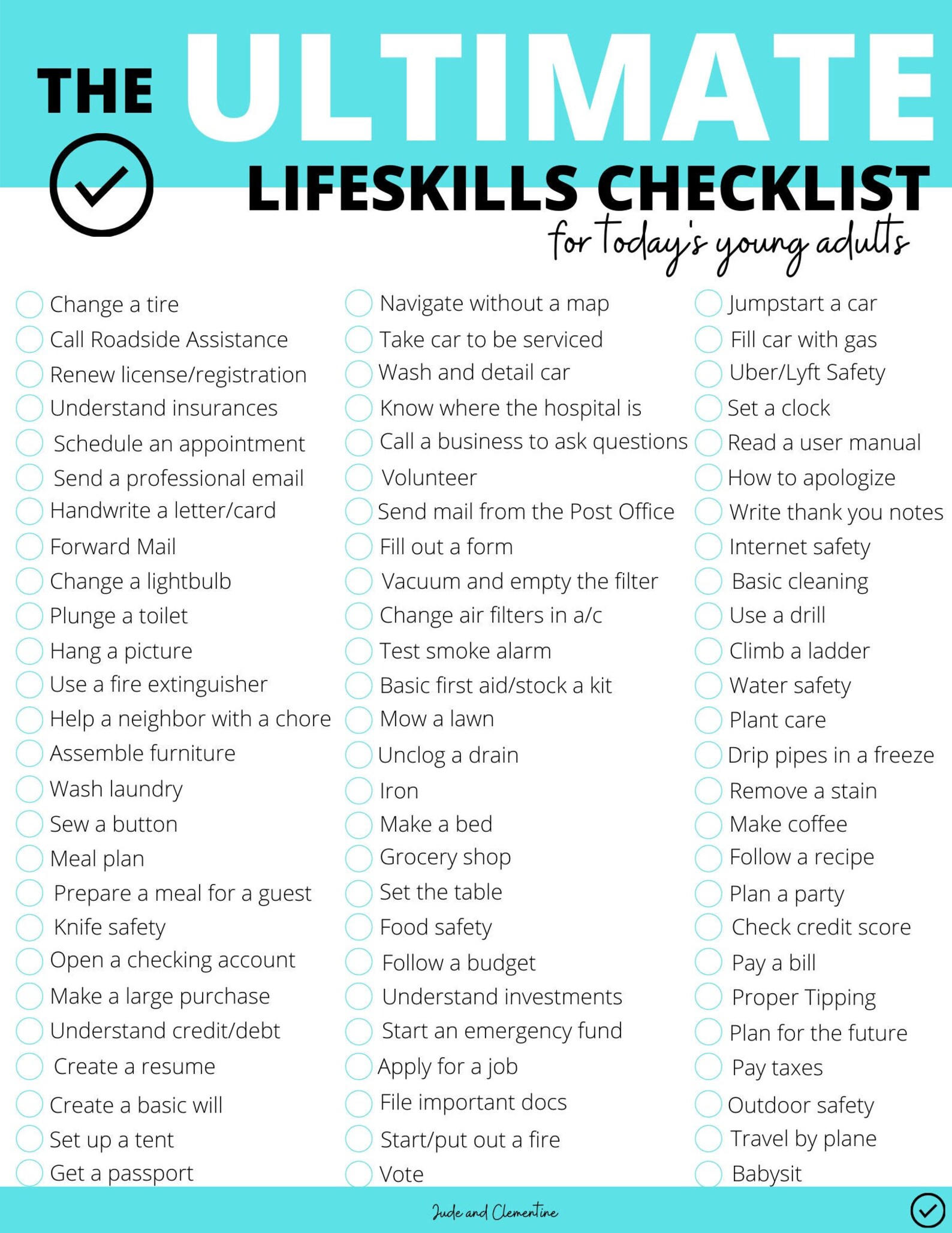 The ULTIMATE Lifeskills Checklist 8 5x11 PDF Etsy