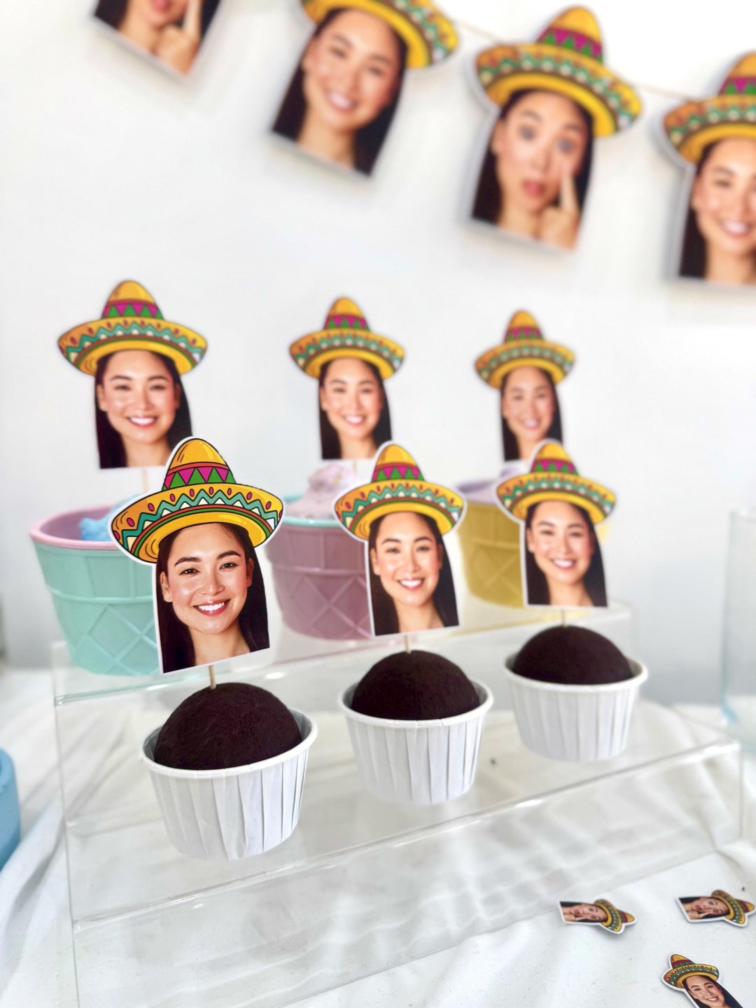 Sombrero Custom Face Cupcake Topper - Final Fiesta Bachelorette Party ...