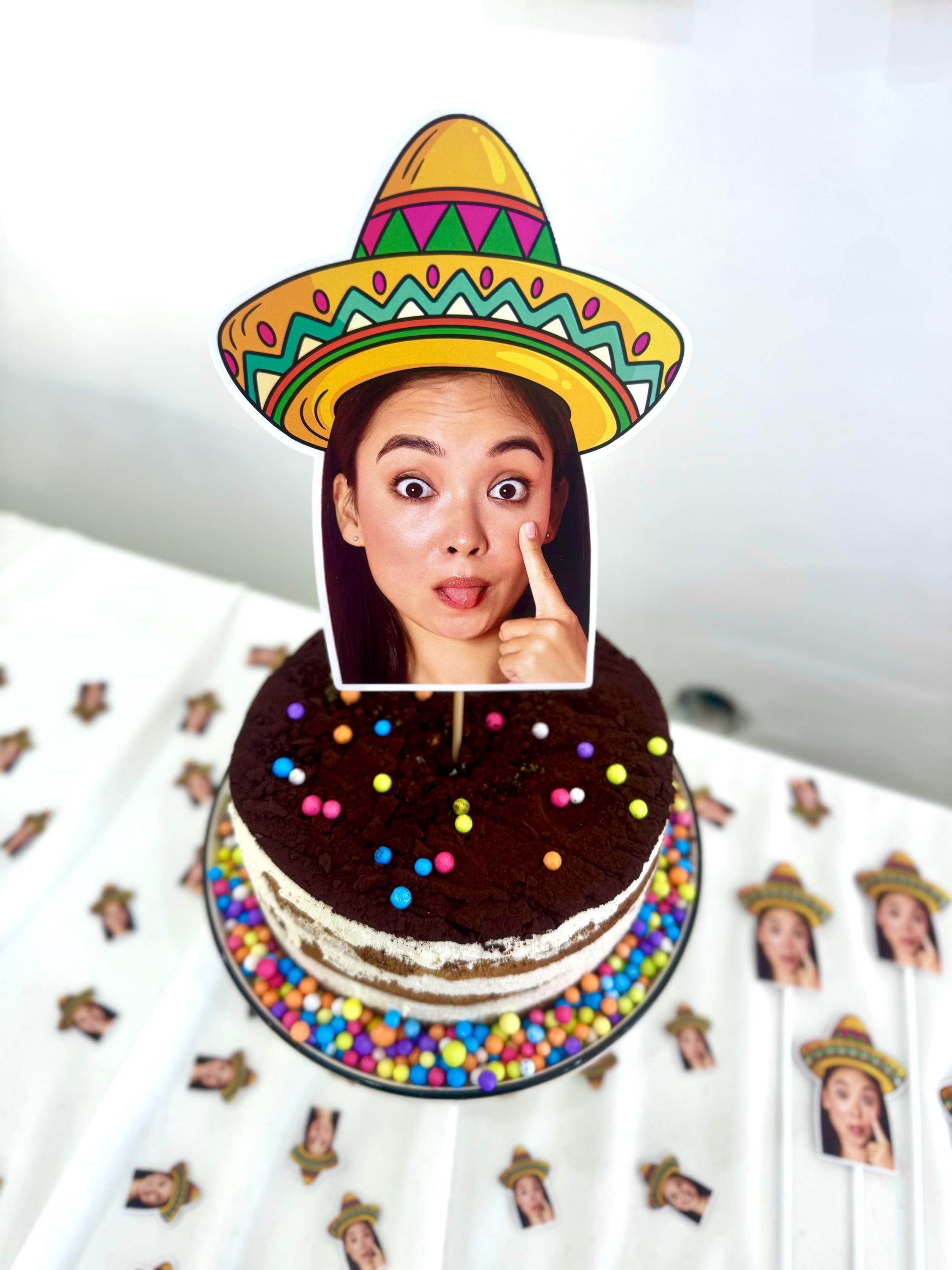 Editable Sombrero Face Cake Topper - Final Fiesta Bachelorette Party ...