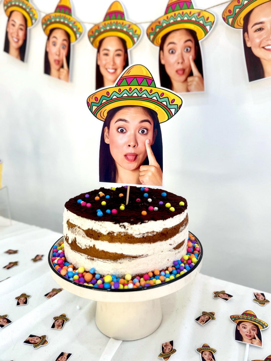 Editable Sombrero Face Cake Topper - Final Fiesta Bachelorette Party ...