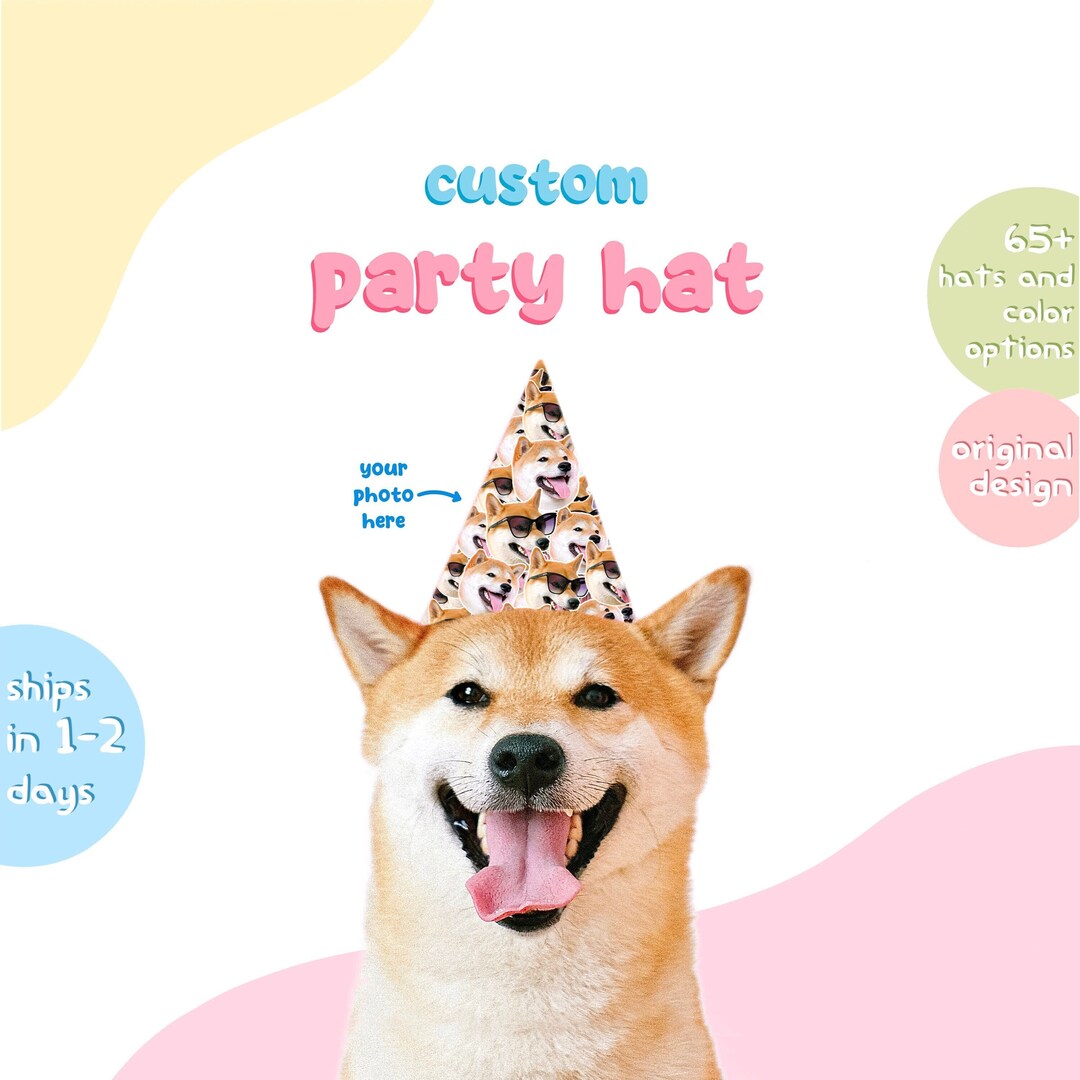 Custom Dog Head Party Hat / Dog Face Birthday Decorations / Dog ...
