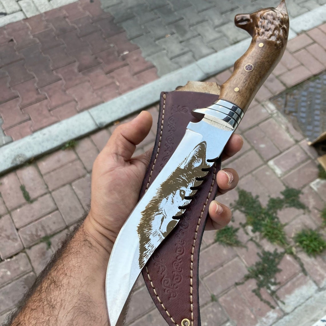 Wolf Head Camping Knife Custom Handmade Handcrafted Hunting - Etsy
