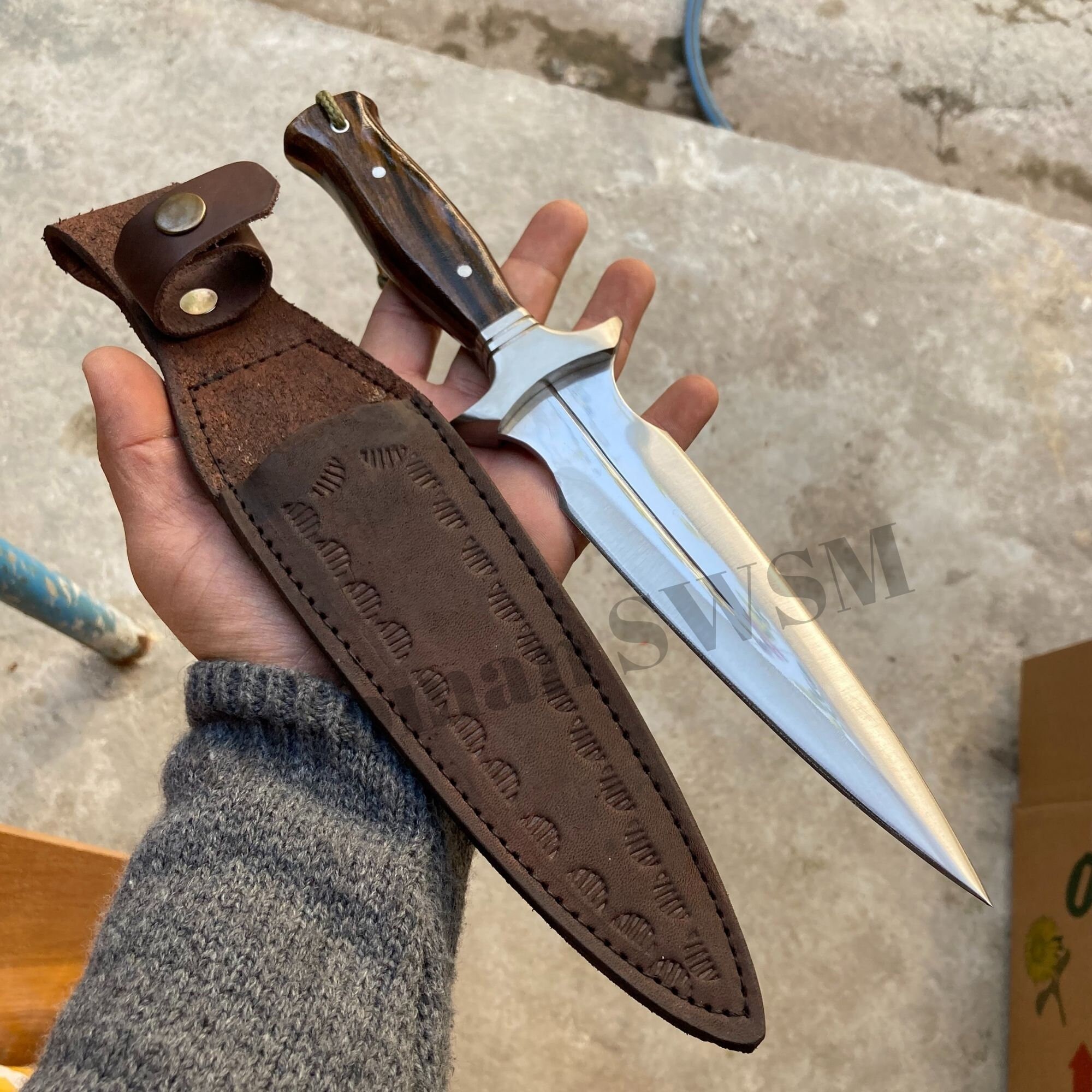 Double Edged Medieval Custom Dagger Handcrafted Leather Sheath - Etsy