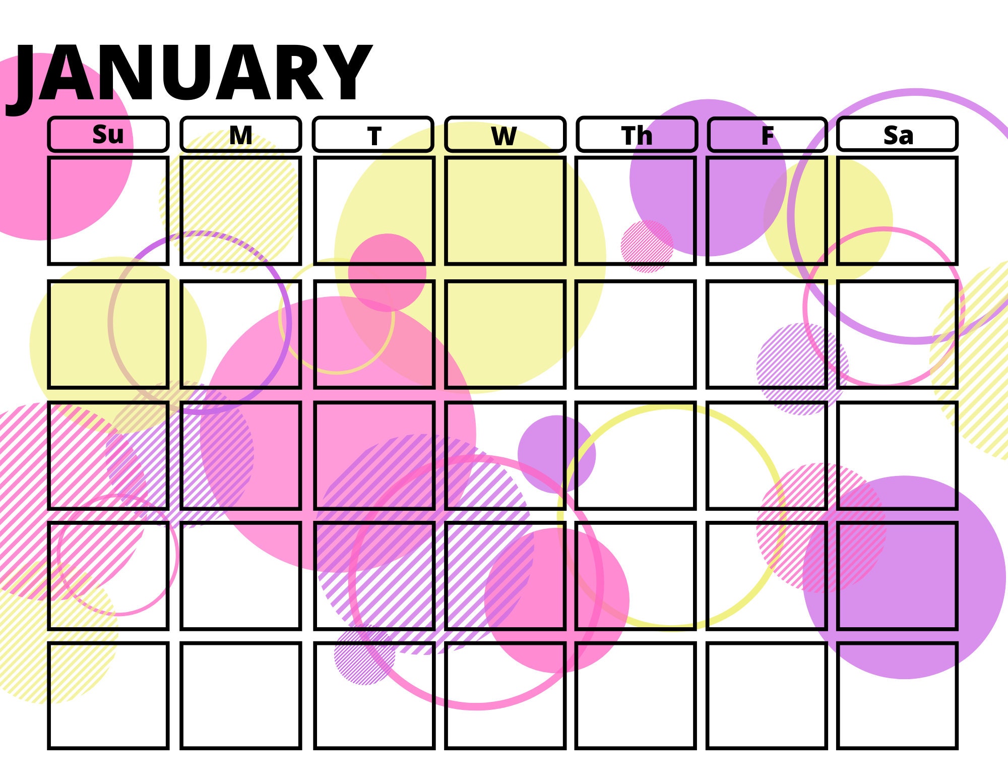 Printable Monthly Calendar Shapes | Etsy
