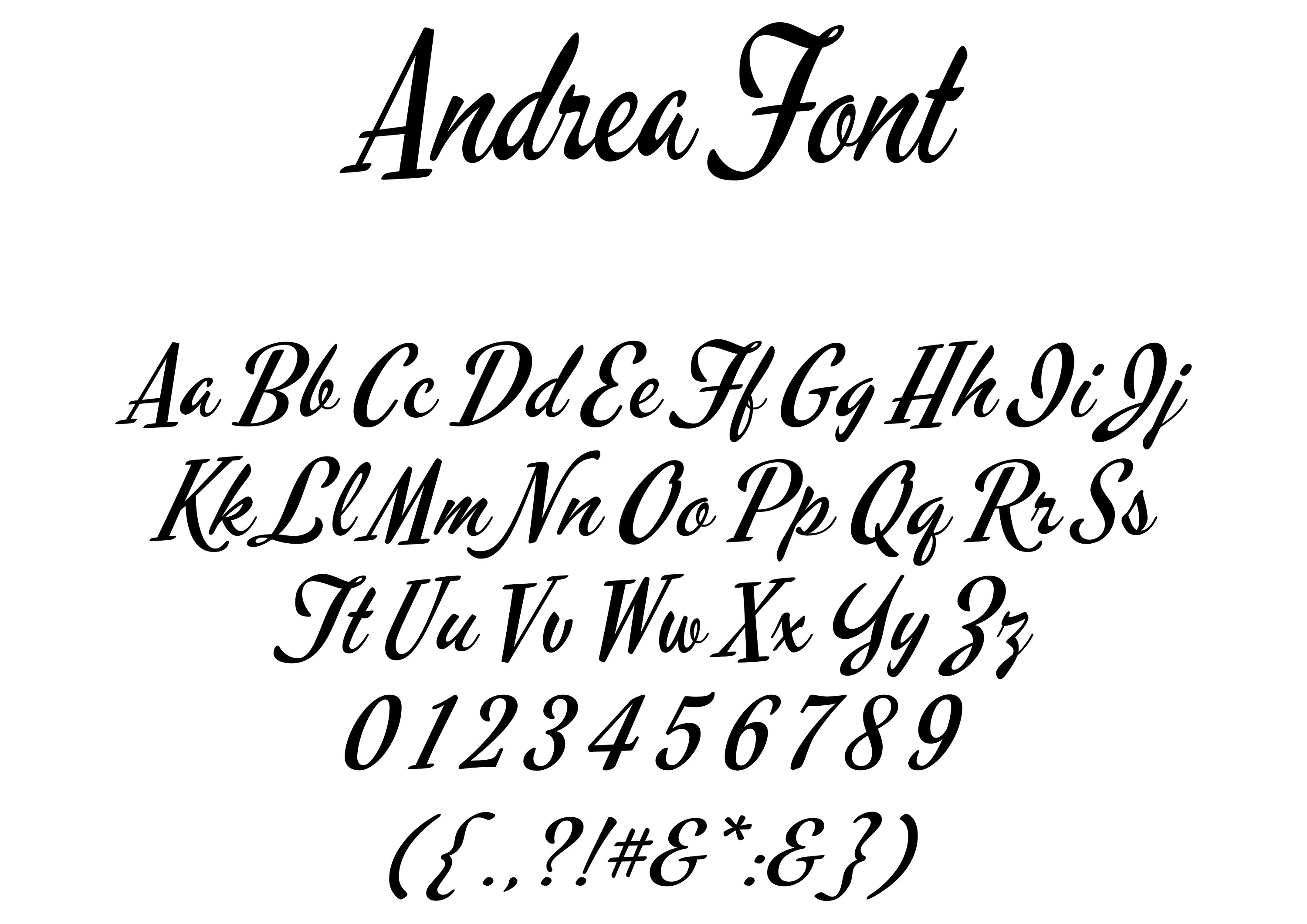 Andrea Font,script Font,cursive Font, Handwritten Font, Calligraphy ...